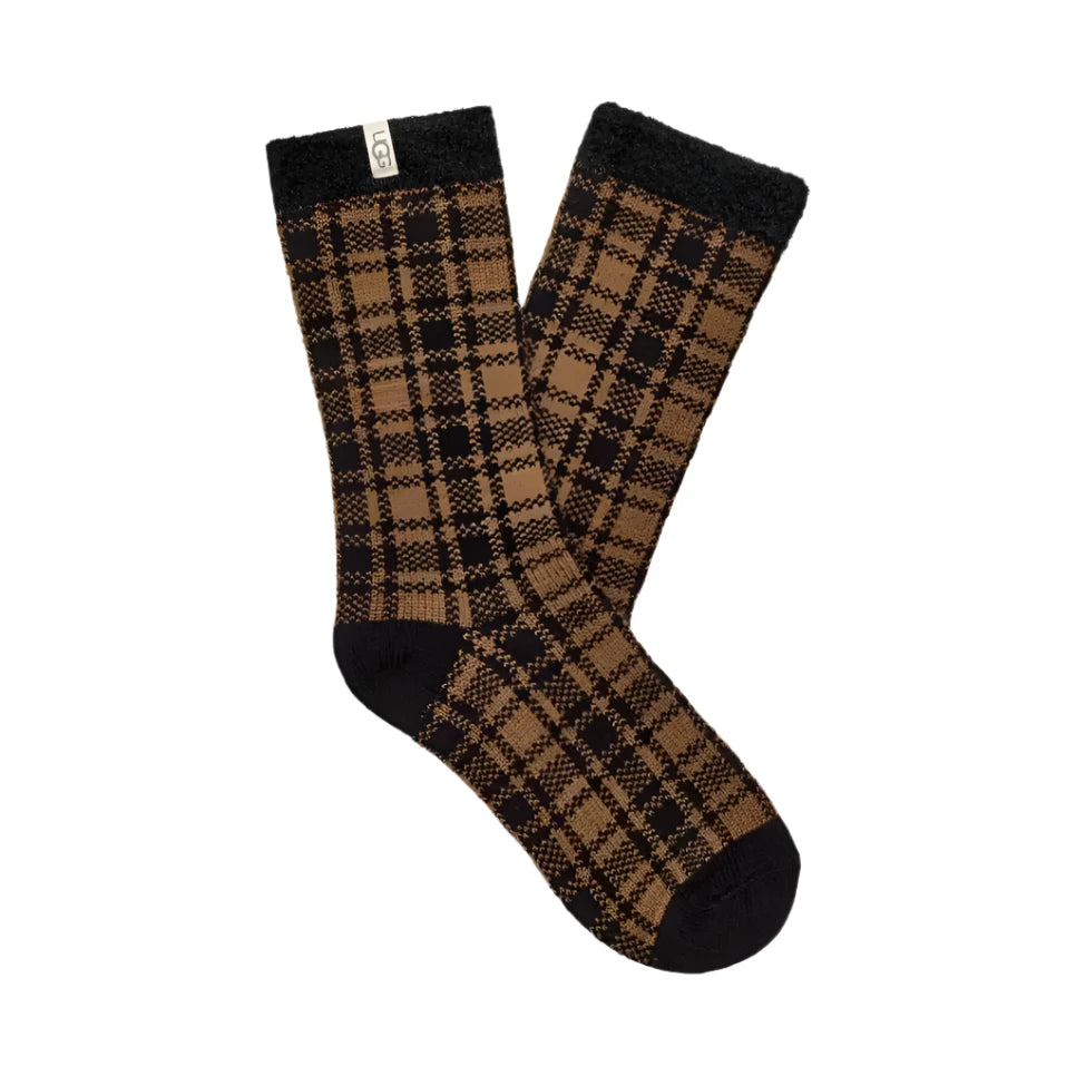 WOMEN'S UGG JOSEPHINE FLEECE LINED SOCK | CHESTNUT / BLACK BUFFALO CHE ...