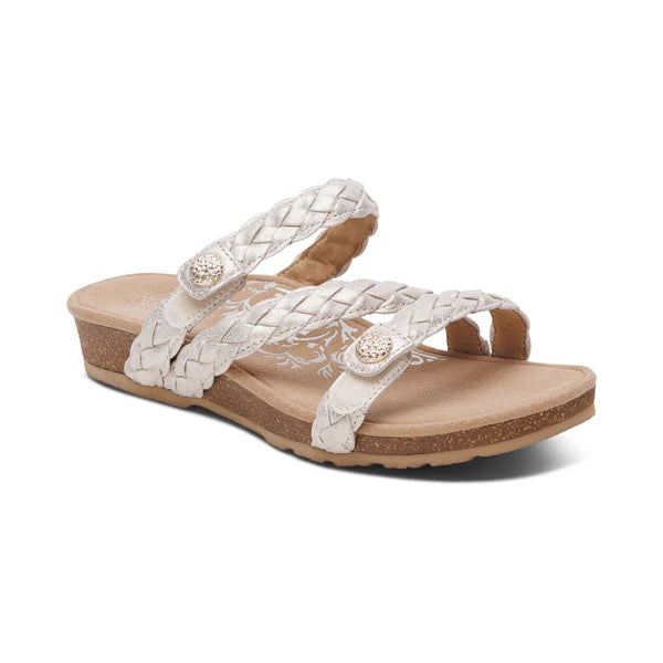 WOMEN'S AETREX JOSIE BRAIDED SLIDE | CHAMPAGNE – Randy's Shoes